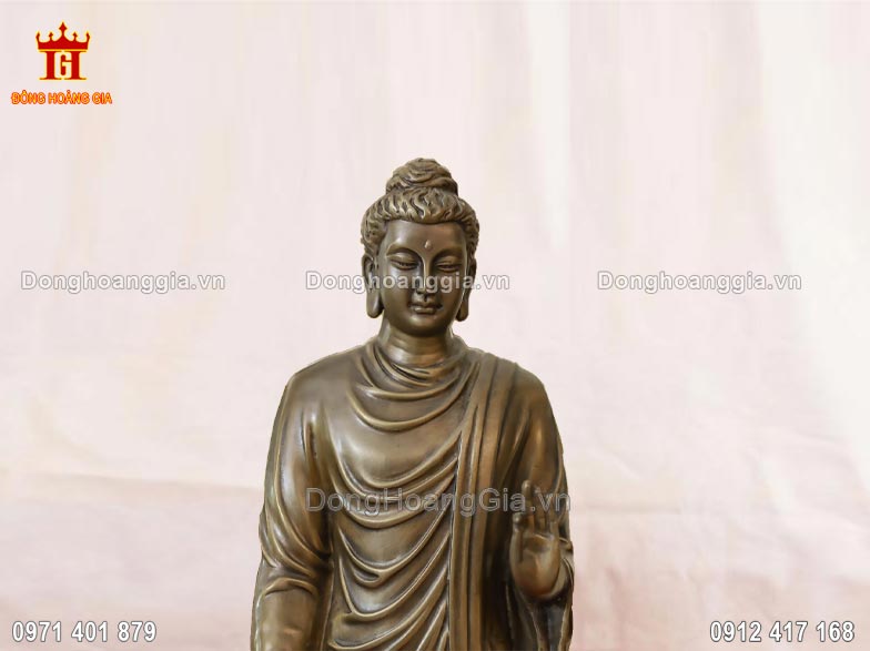 Tượng Phật Thích Ca Mâu Ni Dáng Đứng Bằng Đồng Hun Giả Cổ