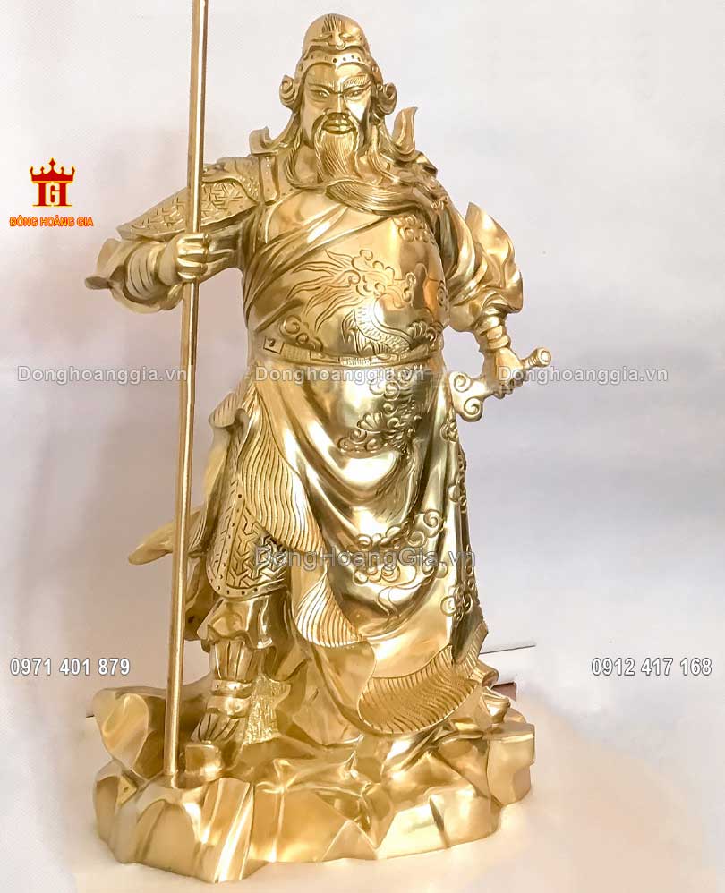 Tượng Quan Công Đứng Chống Đao Bằng Đồng Cattut Cao Cấp